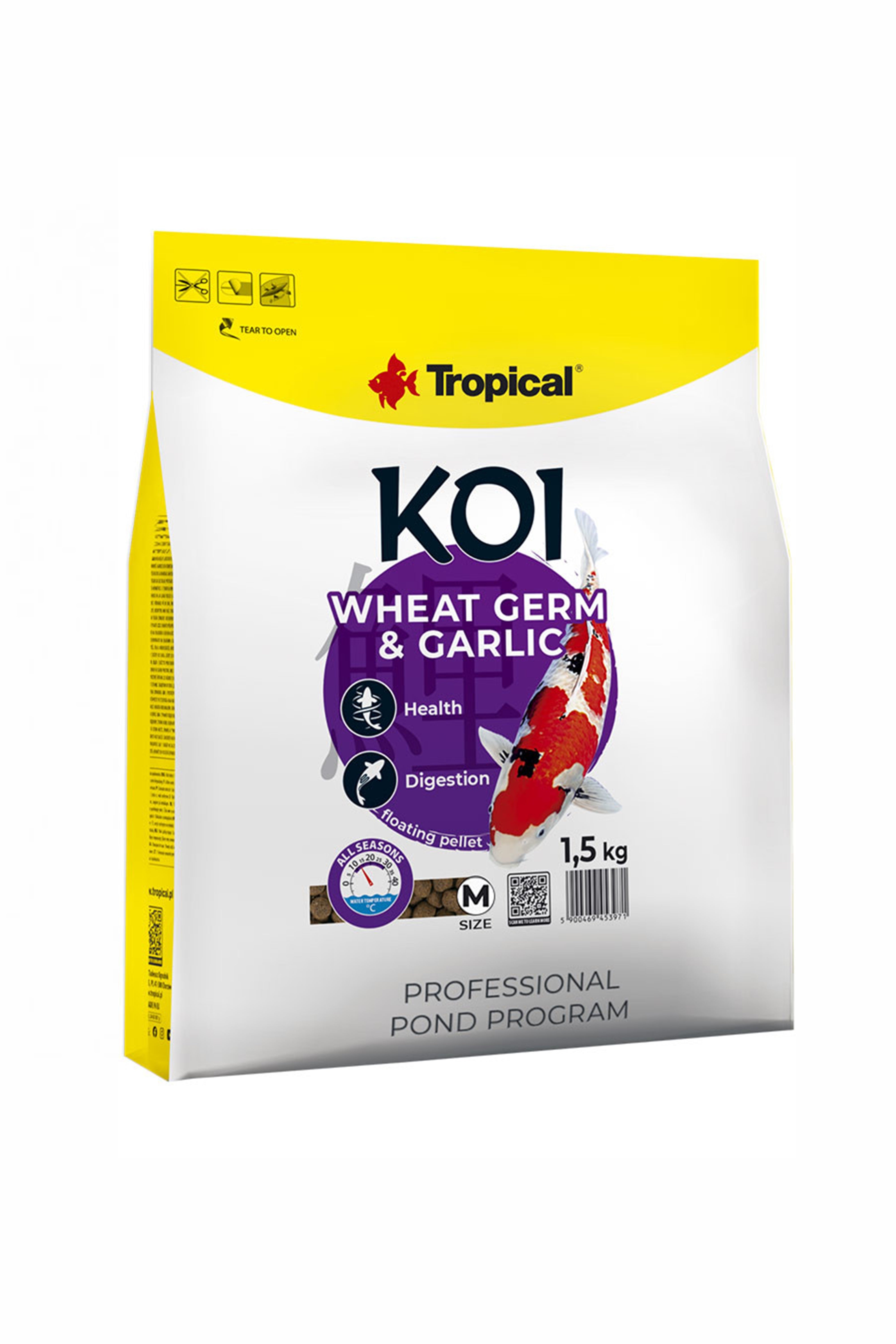 Tropical - Koi Wheat & Garlic Pellet M 5 L – umdale.com